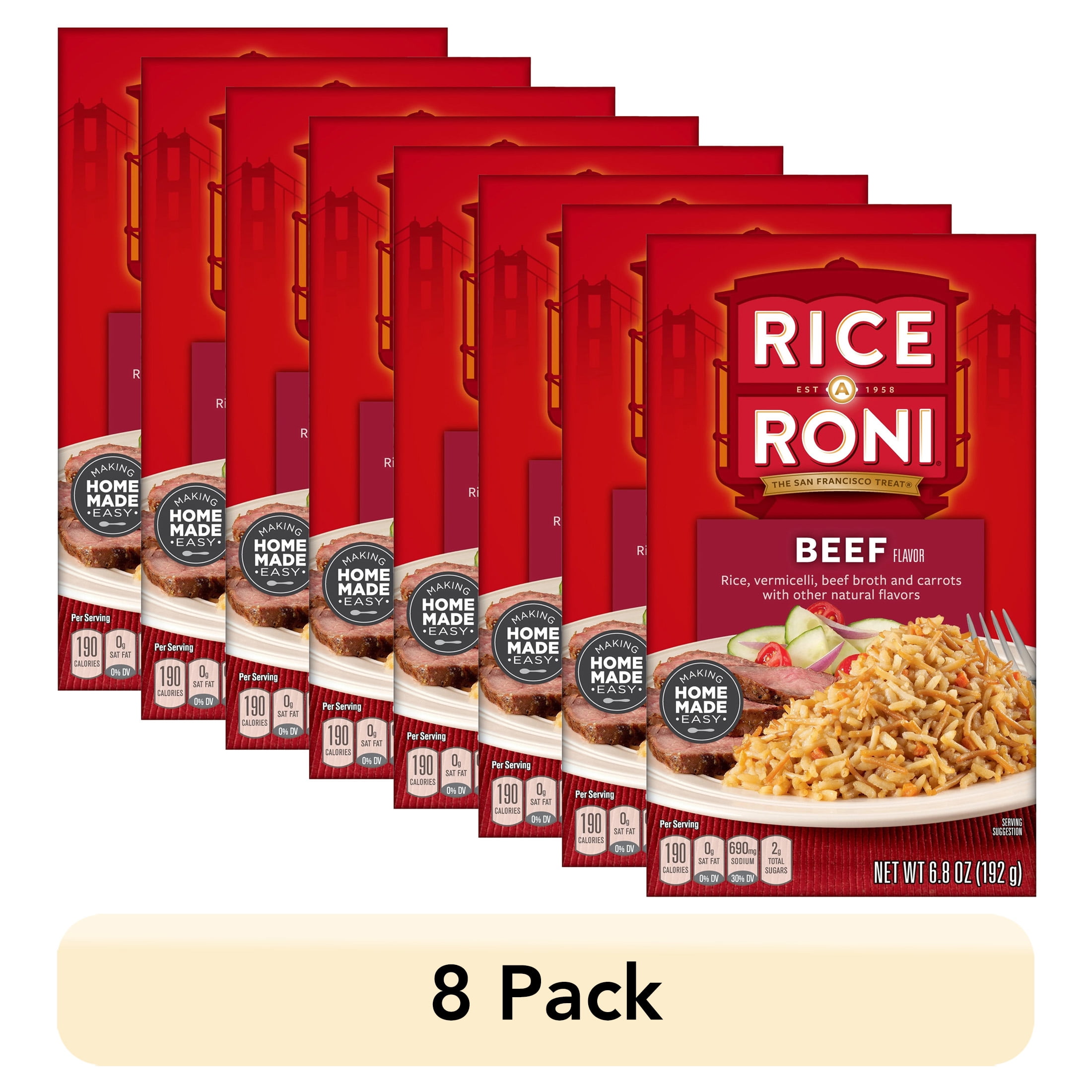 (8 pack) Rice A Roni Rice Vermicelli Beef Broth And Carrots Beef Flavor ...