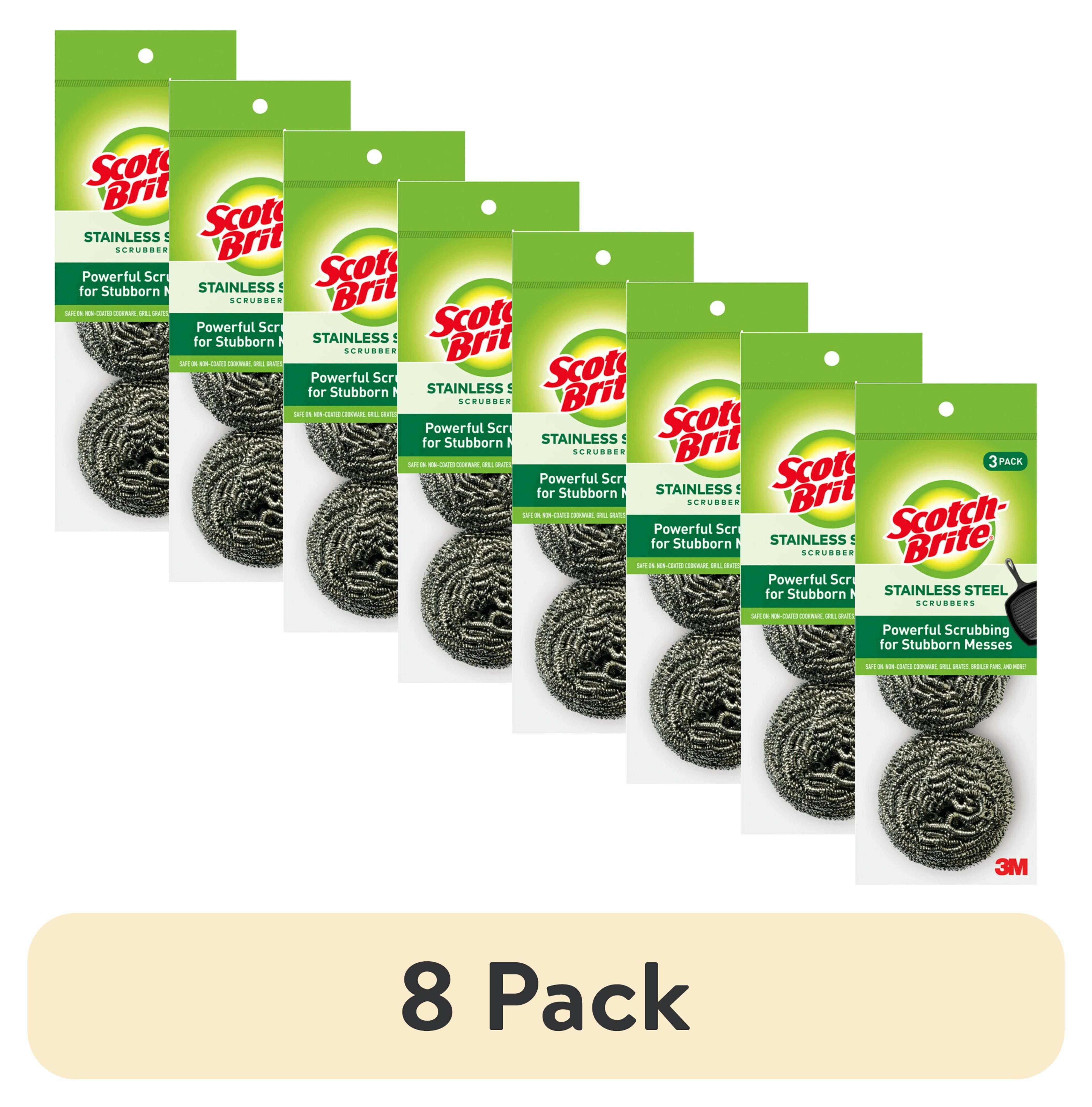 (8 pack) Scotch-Brite Stainless Steel Scrubbing Pads, 3 Pack - Walmart.com