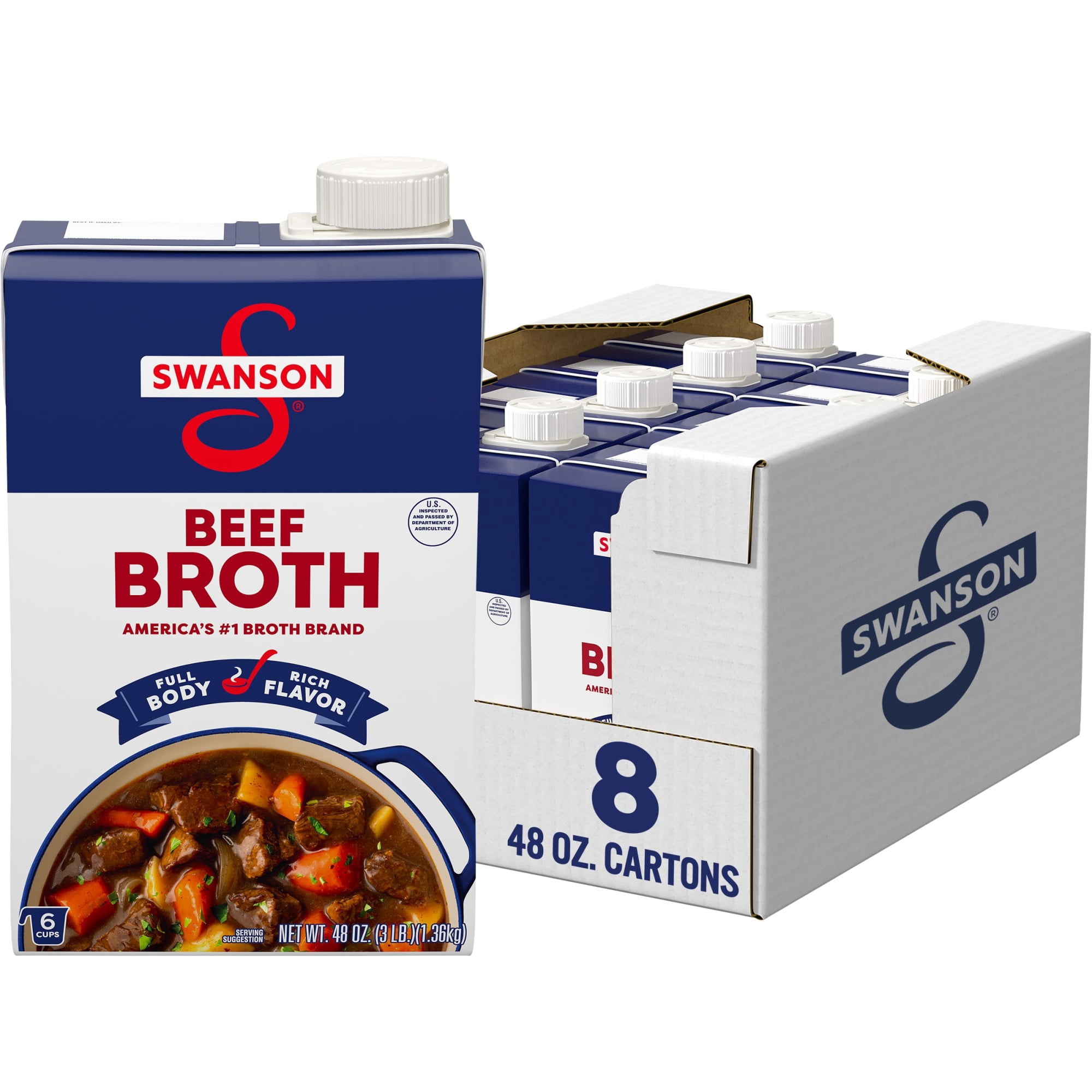 (8 pack) Swanson Beef Broth, 48 oz Carton - Walmart.com