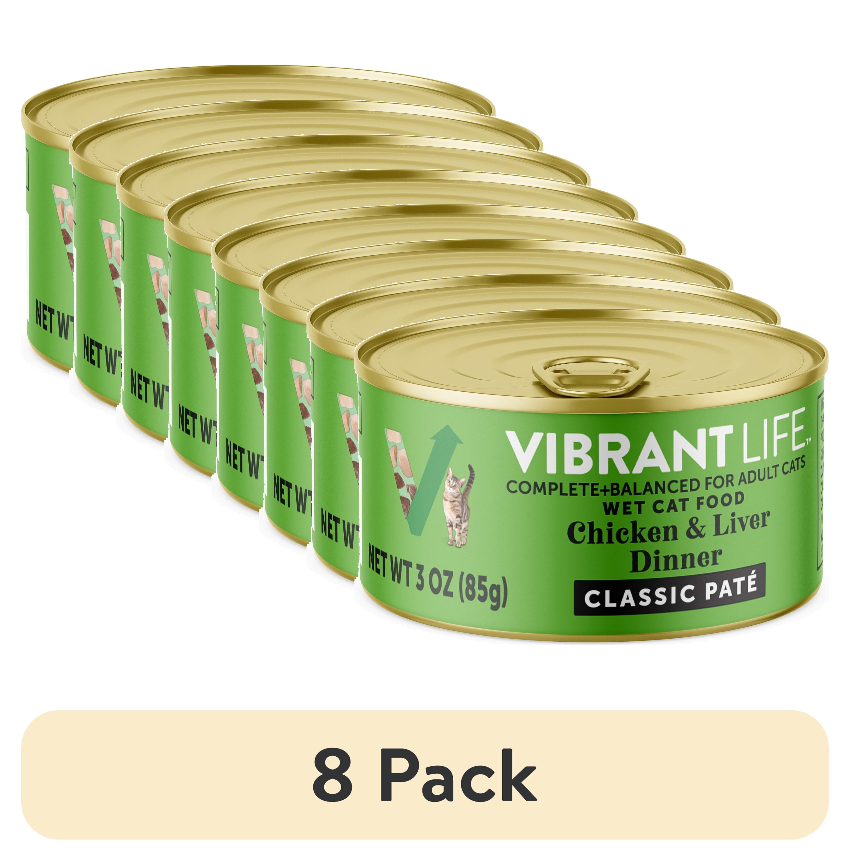 (8 pack) Vibrant Life Chicken & Liver Dinner Pate Wet Cat Food, Grain ...