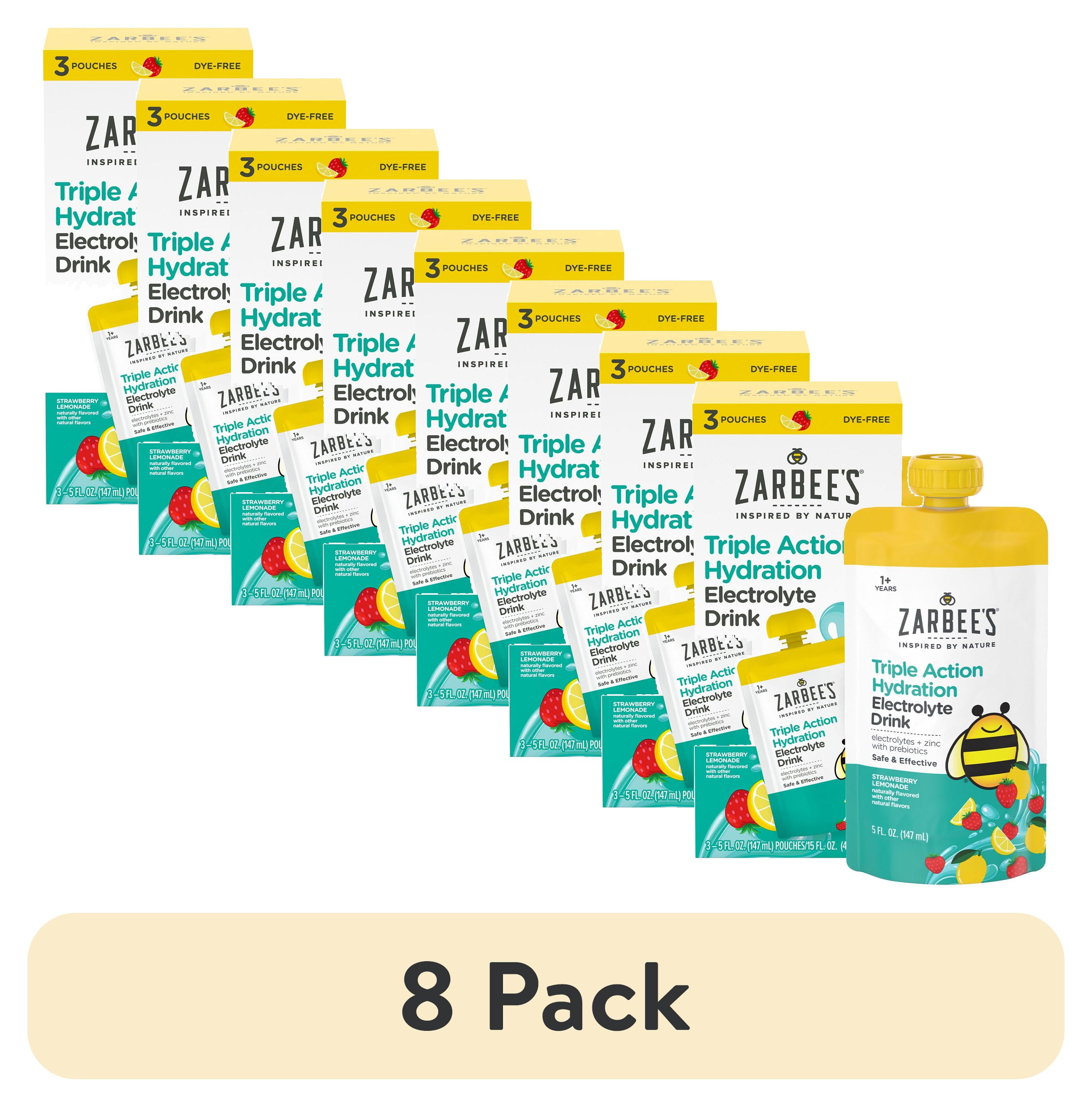 (8 pack) Zarbee's Kids Triple Action Hydration Electrolyte Drink, 3 x 5 ...