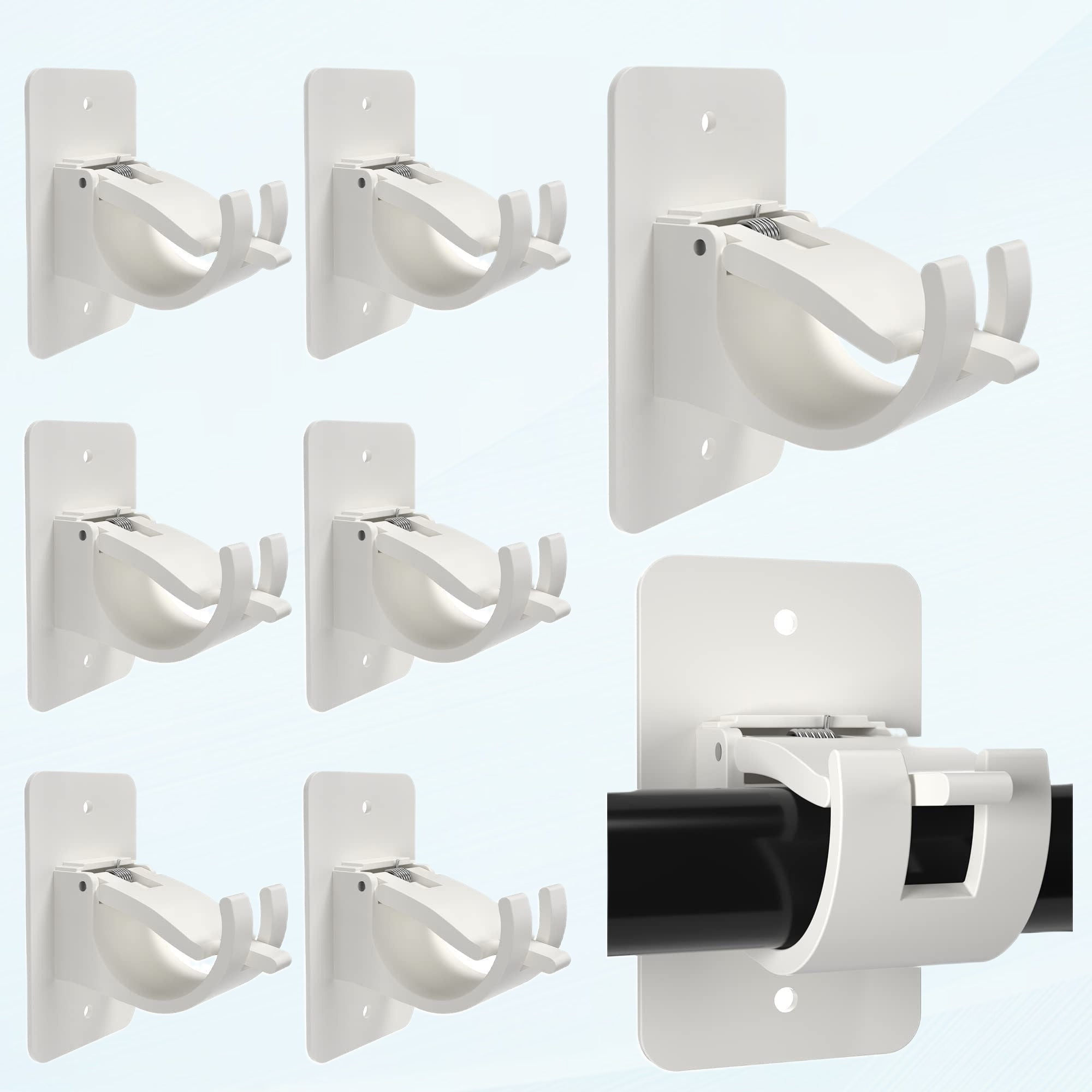 8-pack of no-drill curtain rod brackets upgraded curtain rod no-drill ...