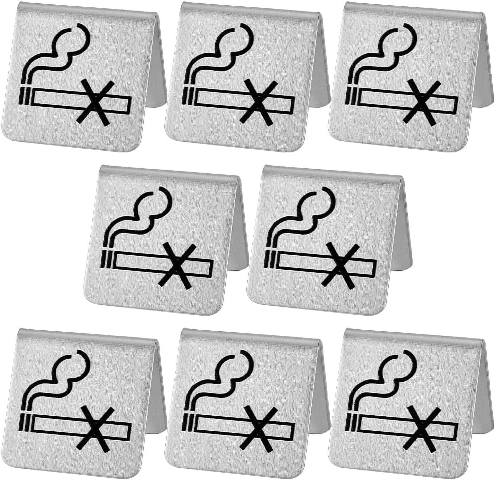 8 pc 8 Pcs No Smoking Table Sign Stainless Steel Warning Sign No ...