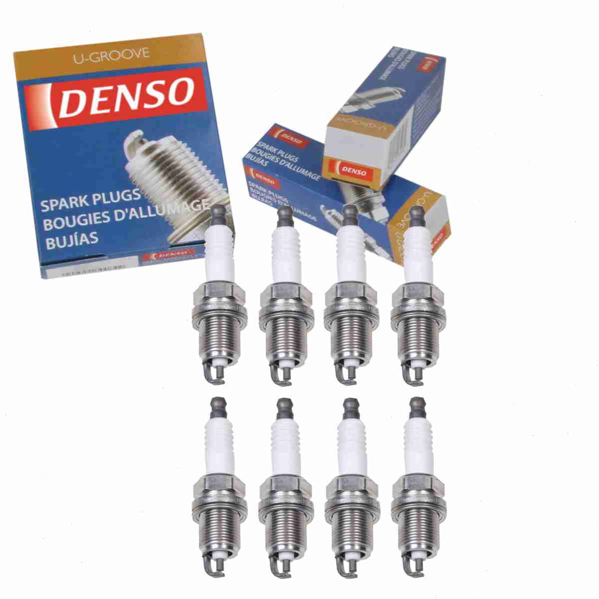 8 pc DENSO 3235 Standard U-Groove Spark Plugs for J3239652 QJ16AR-U ...