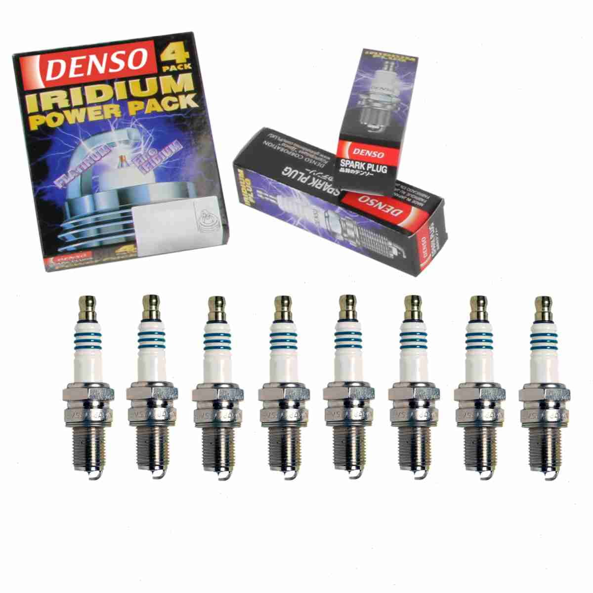 8 pc DENSO 5372 Iridium Power Spark Plugs for IX24 Ignition Wire ...