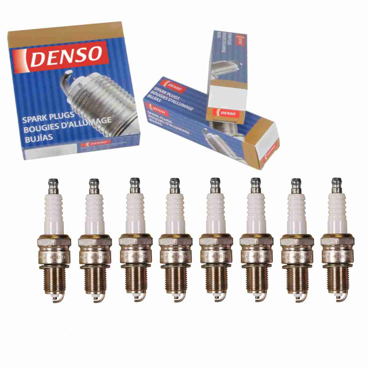 8 pc DENSO 6005 Standard Spark Plugs for W9EP Ignition Wire Secondary ...