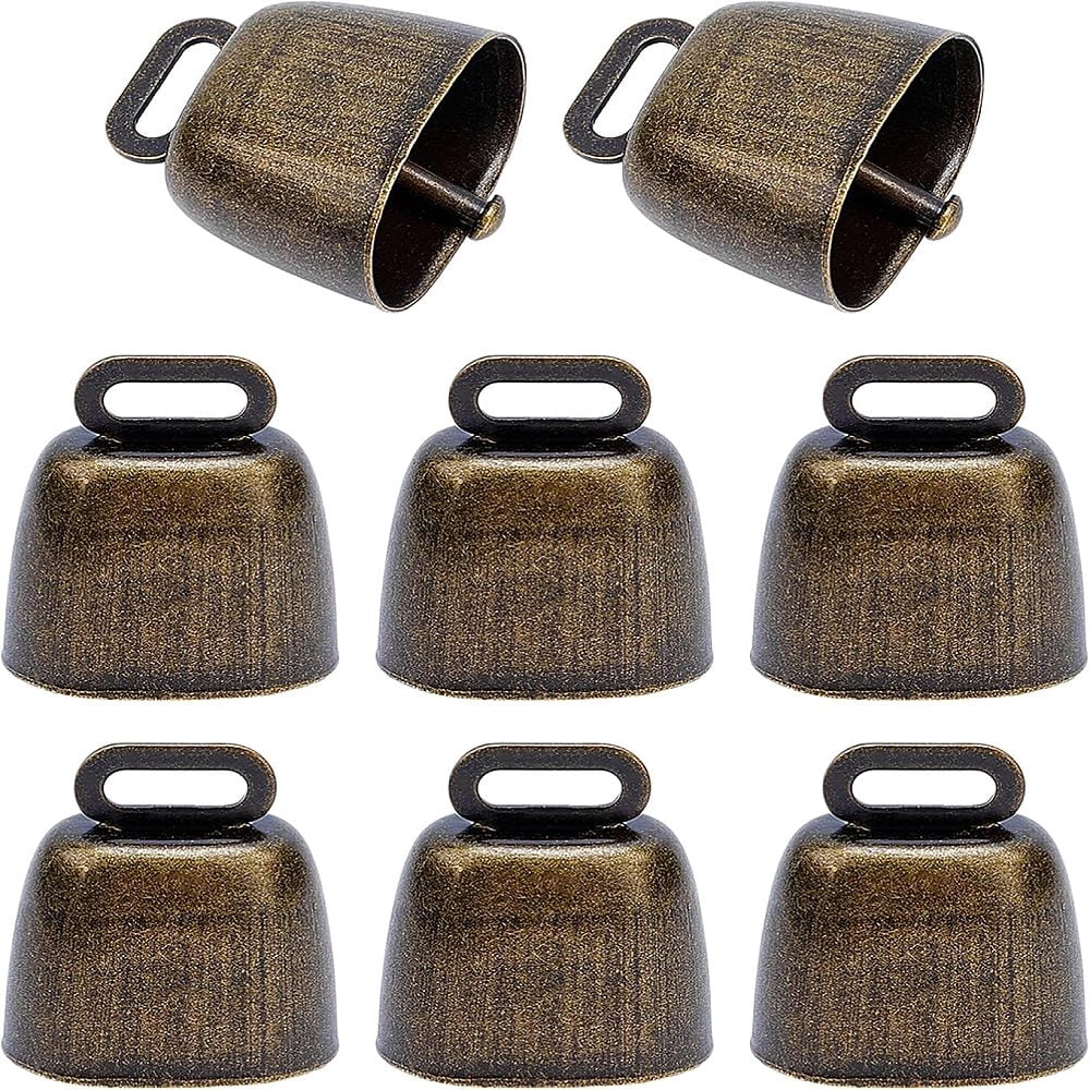 8 pc Retro Iron Bell Pendants Rectangle Red Copper 43x35x24mm Hole ...
