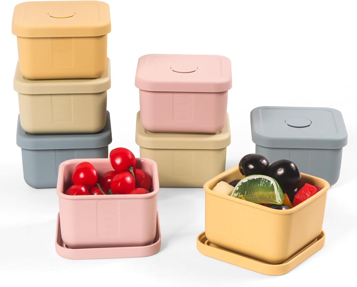 8 pcs 10 oz Silicone Snack Containers with Lids Silicone Food Storage ...