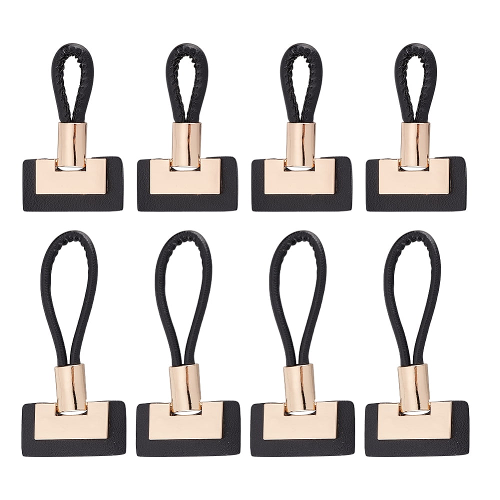 8 pcs 2 styles PU Leather Sew-on Toggles Closures without Button Black ...