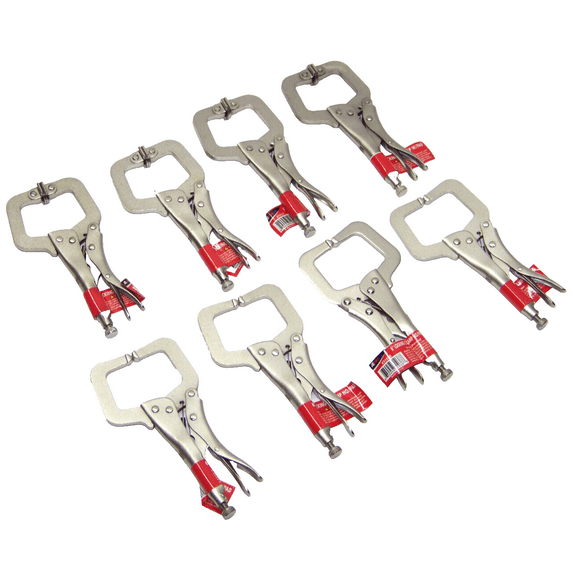 8 pcs 6" Locking C Clamp 4 with Swivel Pad 4 with regular Tips Welding ...