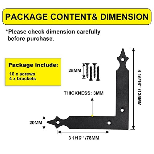 8 pcs Barn Door Slab Decorative L Corner Bracket Hardware for Barn ...