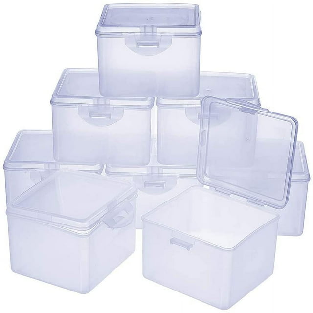 8 pcs Clear Plastic Beading Storage Container Box Rectangle Boxes with ...
