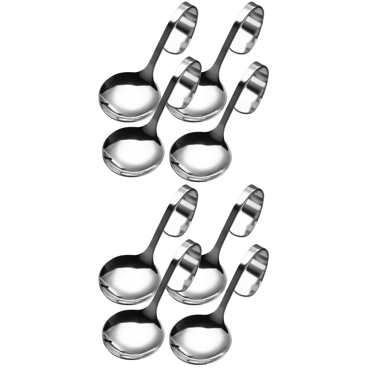 8 pcs Curved Handle Spoon Stainless Steel Appetizer Serving Spoons ...