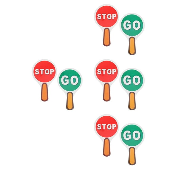 8 pcs Double-Sided Sign for Kids Traffic Safety Teaching Handheld ...