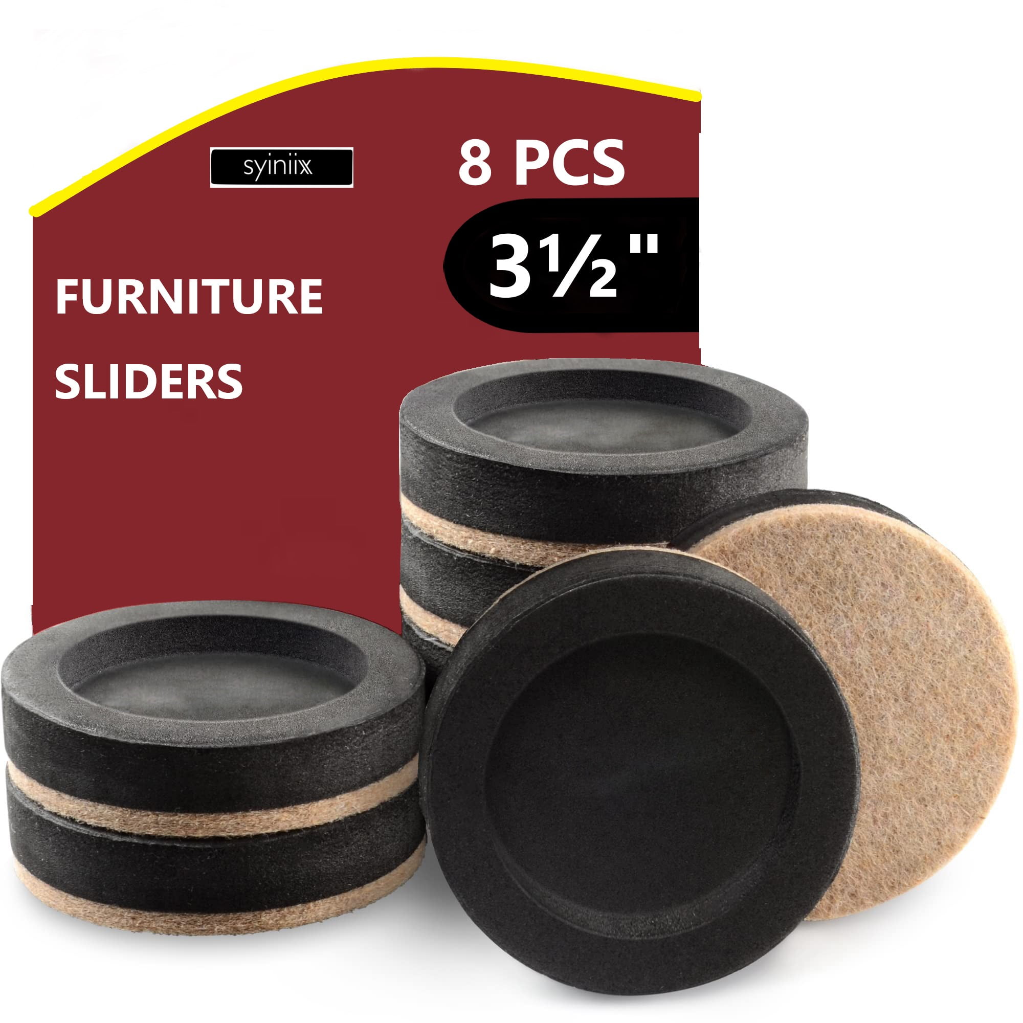 8 pcs Felt Furniture Sliders for Hardwood Floors - 3.5 Inch Heavy-Duty ...