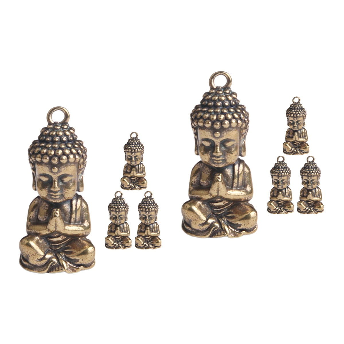 8 pcs Miniature Brass Buddha Statue Desktop Retro Buddha Sculpture ...