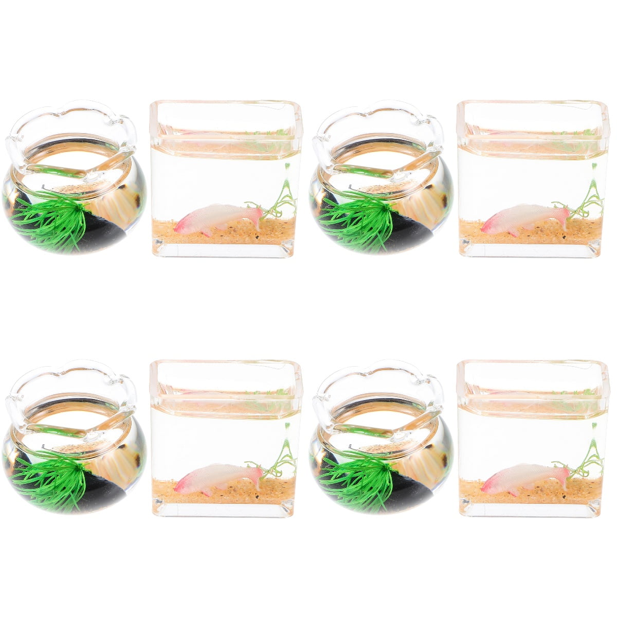 8 pcs Miniature Fish Bowl Fish Tank Mini House Accessory Doll House ...