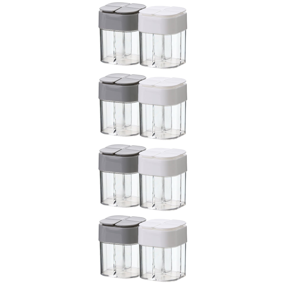 8 pcs Plastic Salt and Pepper Shaker 4 Compartment Condiment Shaker ...
