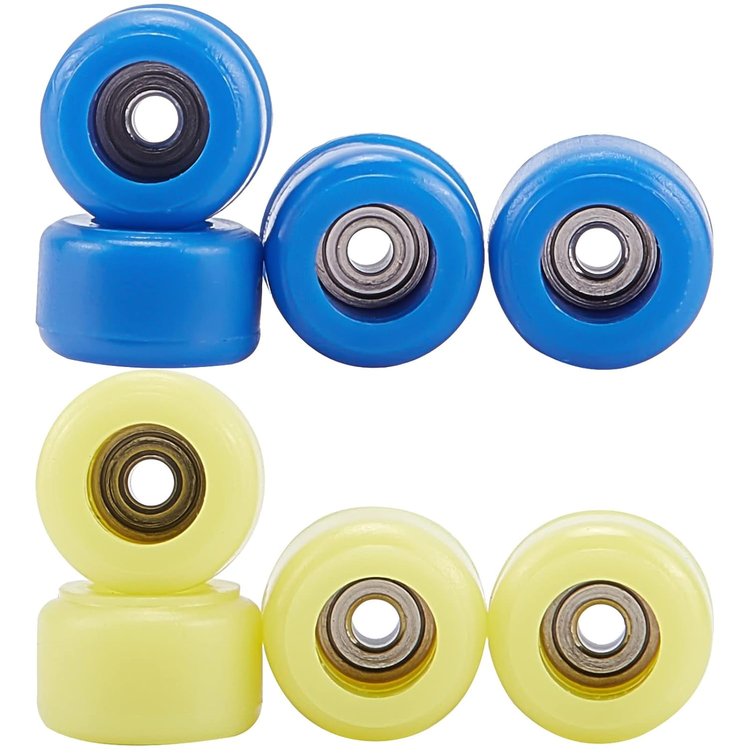 8 pcs Polyurethane Fingerboard Bearing Wheels Blue/Yellow Fingerboard ...