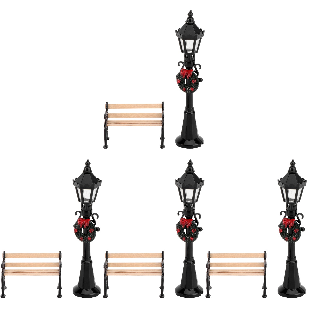 8 pcs Street Light Wooden Bench Model Post Lights Landscape Bench Lamp ...