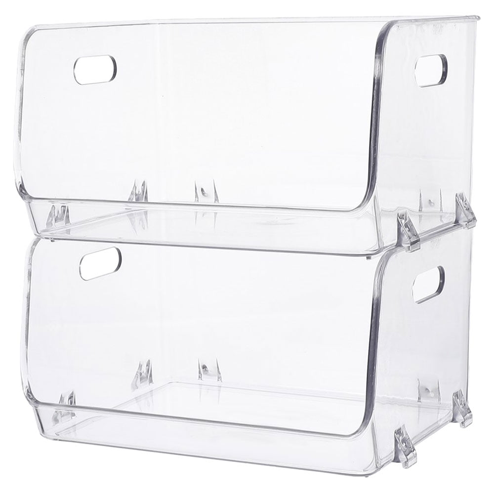 8 pcs Transparent Storage Racks Hollow Handles Desktop Stackable ...