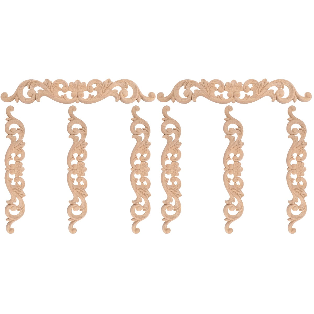 8 pcs Wood Carved Applique Onlay Applique Carving DIY Furniture Onlay ...