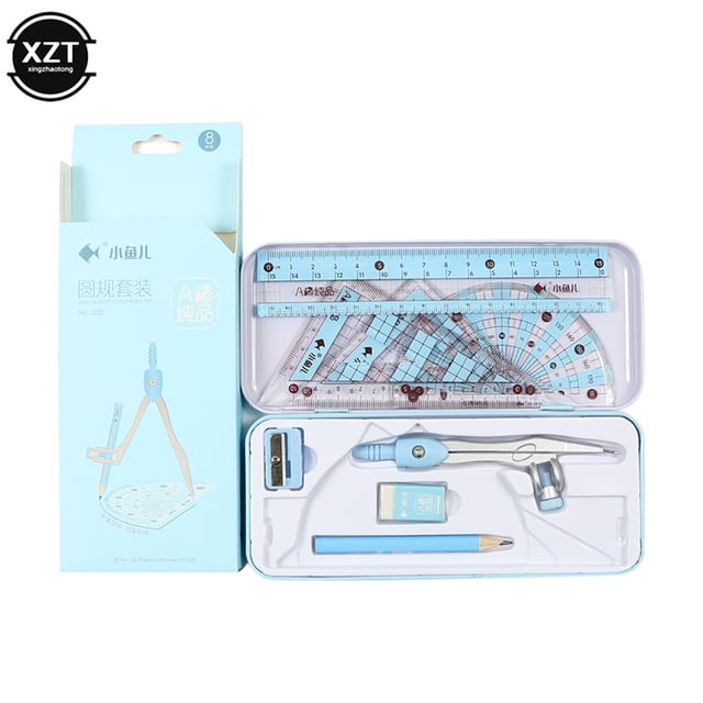 8 pcs/set Ruler Compass Eraser Triangle Protractor Set Geometry ... 8 pcs/set Ruler Compass Eraser Triangle Protractor Set Geometry ...