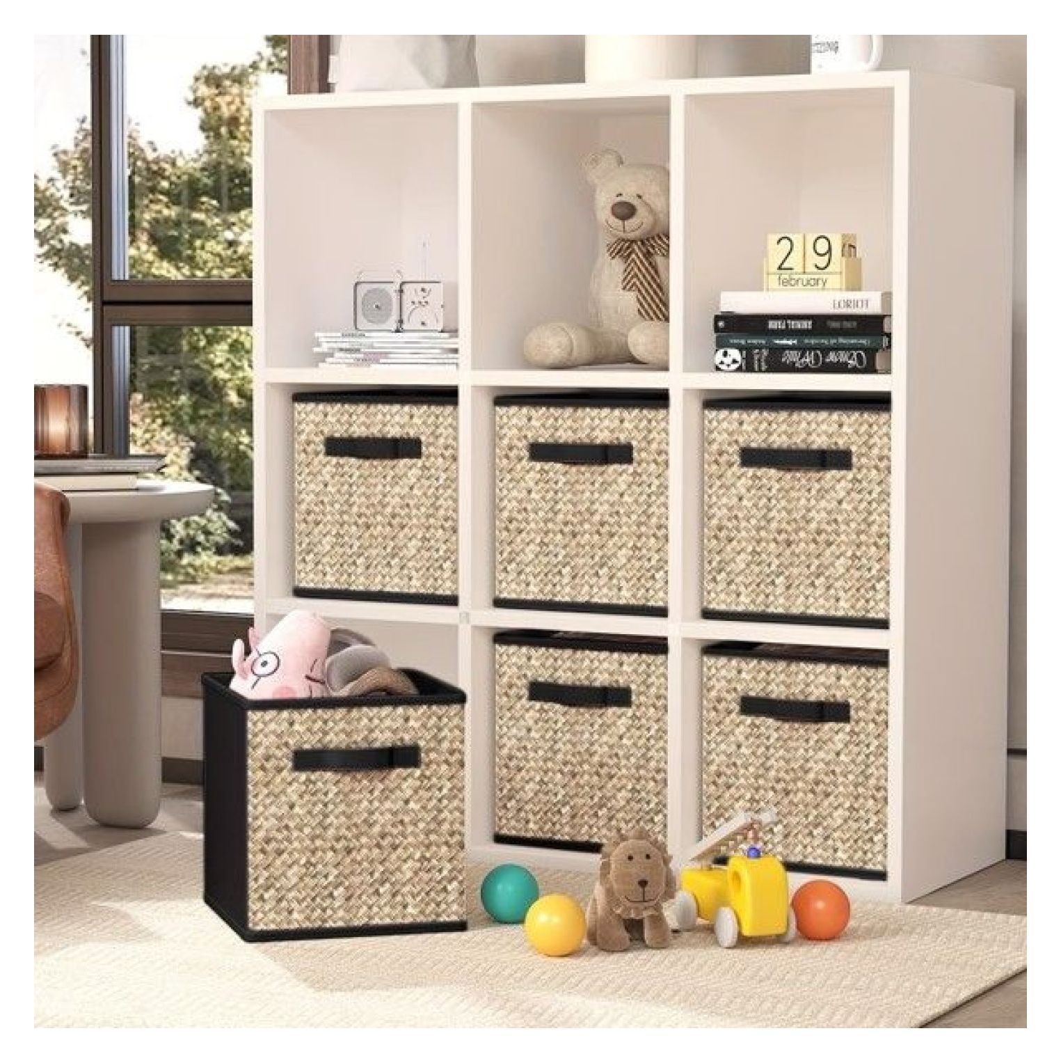 8-piece fabric storage cube with handle, collapsible 12-inch cube ...
