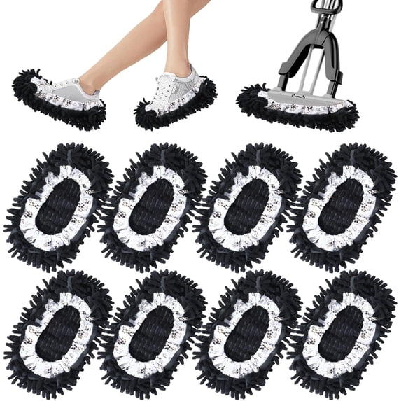 8-piece mop and shoe cover set, soft, washable, reusable covers ...
