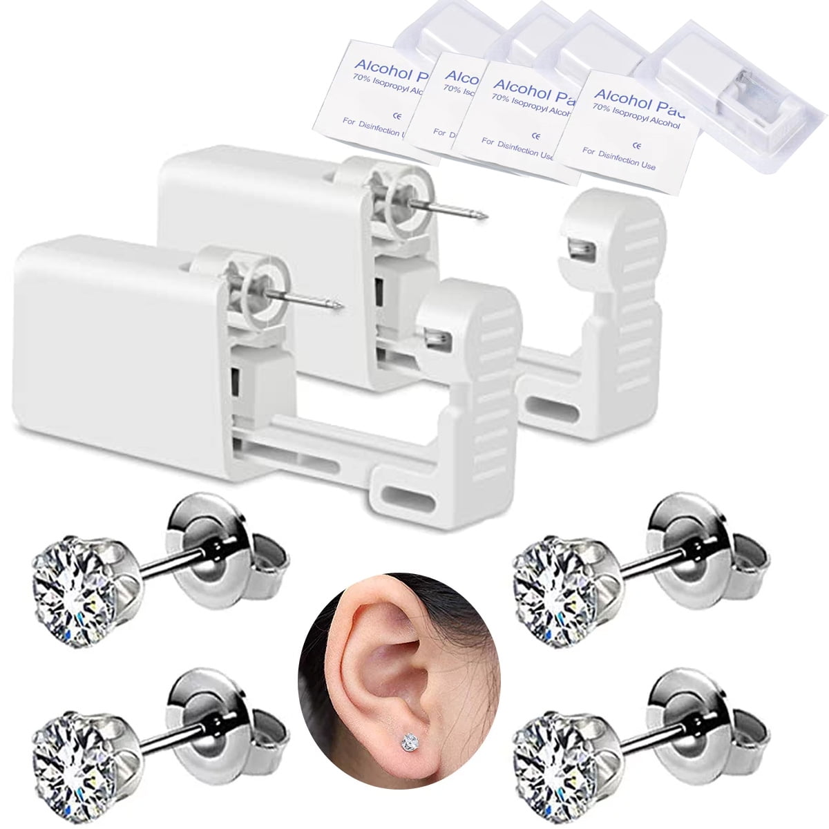 8-piece self-ear piercing gun, disposable ear piercing gun set, safety ...