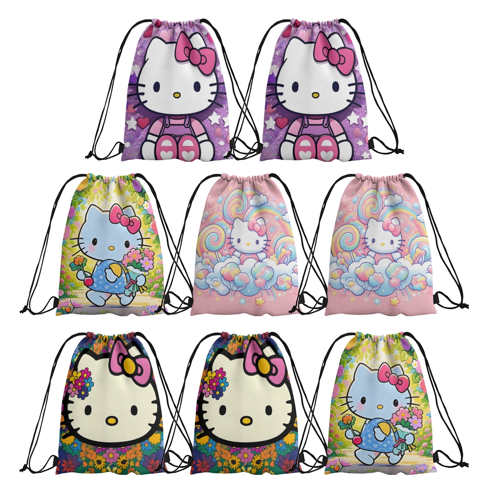 8 pieces 𝓗𝓮𝓵𝓵𝓸 𝓚𝓲𝓽𝓽𝔂 Candy Drawstring Bag Kitty Drawstring Goodie Favor ...