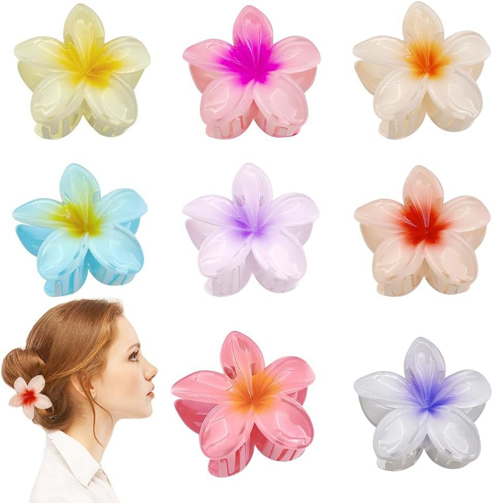 8 pieces plumeria flower hair clips, large hair clip, flower, egg ...
