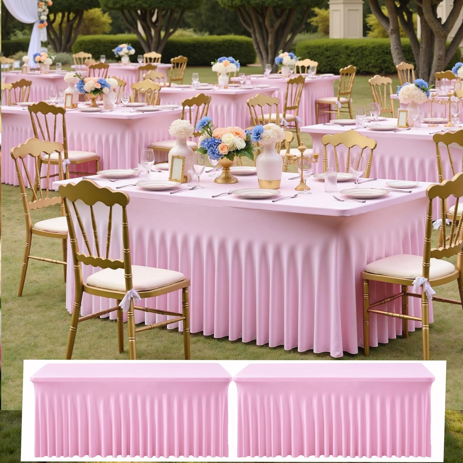 8 pk White Spandex Tablecloth 6ft Wrinkle High Stretch Fitted ...