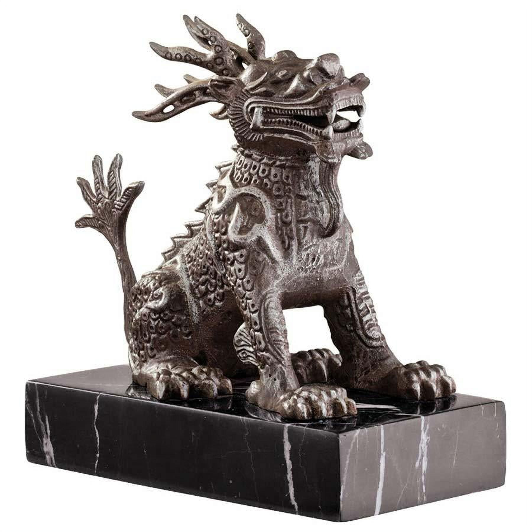 8" Cast Iron Small Asian Chinese Foo Dog Desktop Sculpture Statue ...
