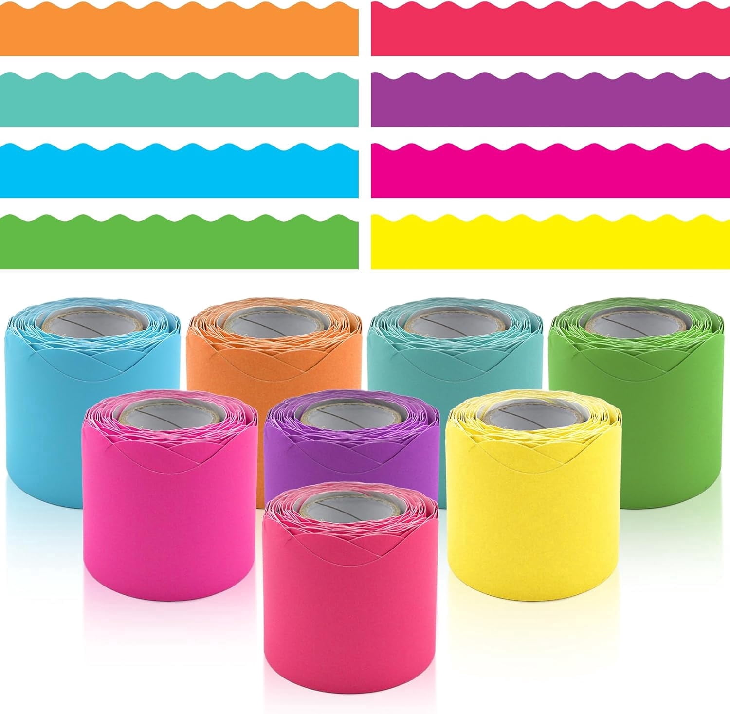 8 rolls 262.4 ft Bright Bulletin Board Borders, 8 Colors Waterproof ...