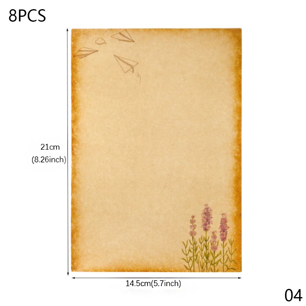 8 sheets Retro Vintage Letter Papers Old Europe Style Romantic Kraft ...