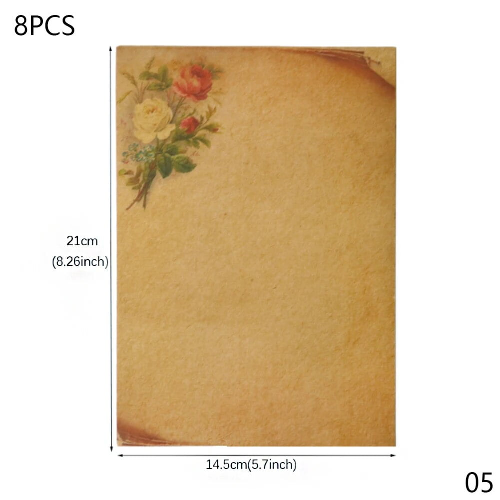 8 sheets Retro Vintage Letter Papers Old Europe Style Romantic Kraft ...