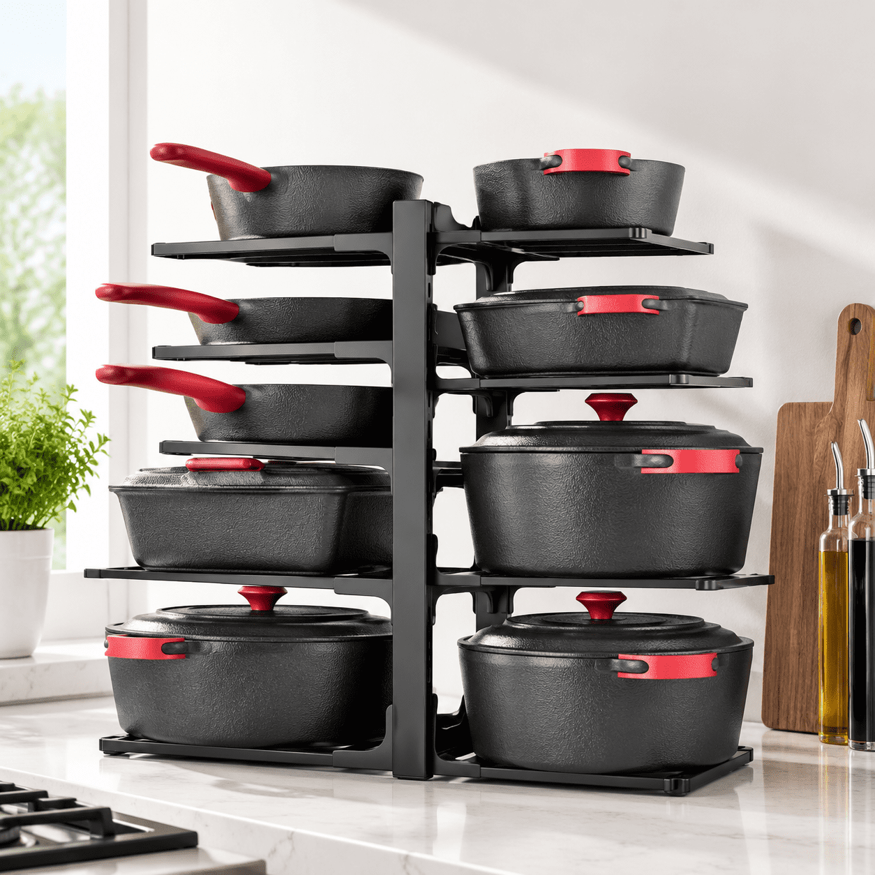 8-tier Heavy Duty Pots And Pans Organizer Under Cabinet Black - Walmart.com