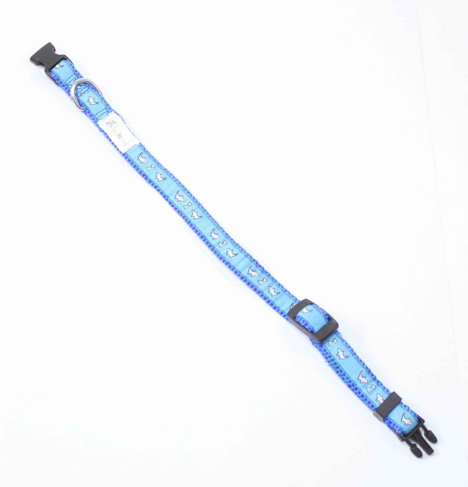 8" to 12" Inch Double Layer Nylon Blue Dogs & Bones Collar for Small ...