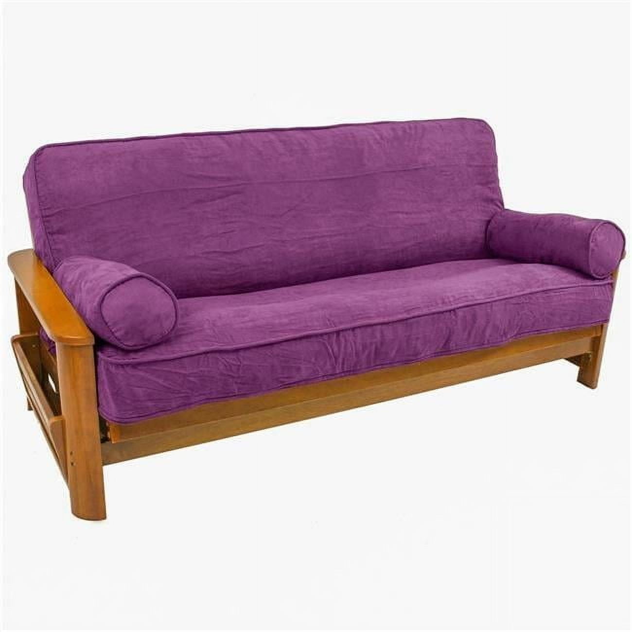 8 to 9 in. Solid Microsuede Double Corded Full Futon Cover Set with Two ...