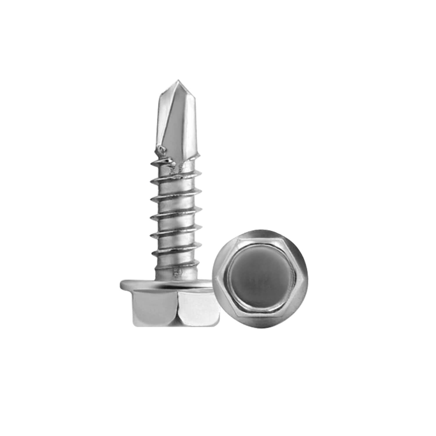 #8 x 1-1/2" (100 Pack) Hex Washer Head Self Drilling Screws, Self Tapping Sheet Metal Tek Screws ...