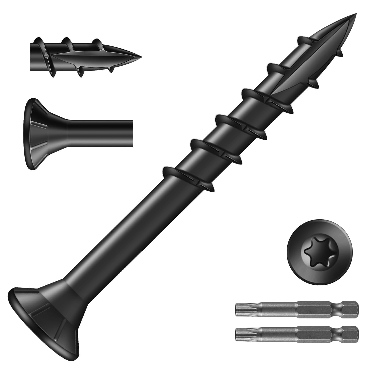 #8 x 1-1/2" Deck Screws (322Pcs) 2lb. Exterior Wood Screws. Carbon ...