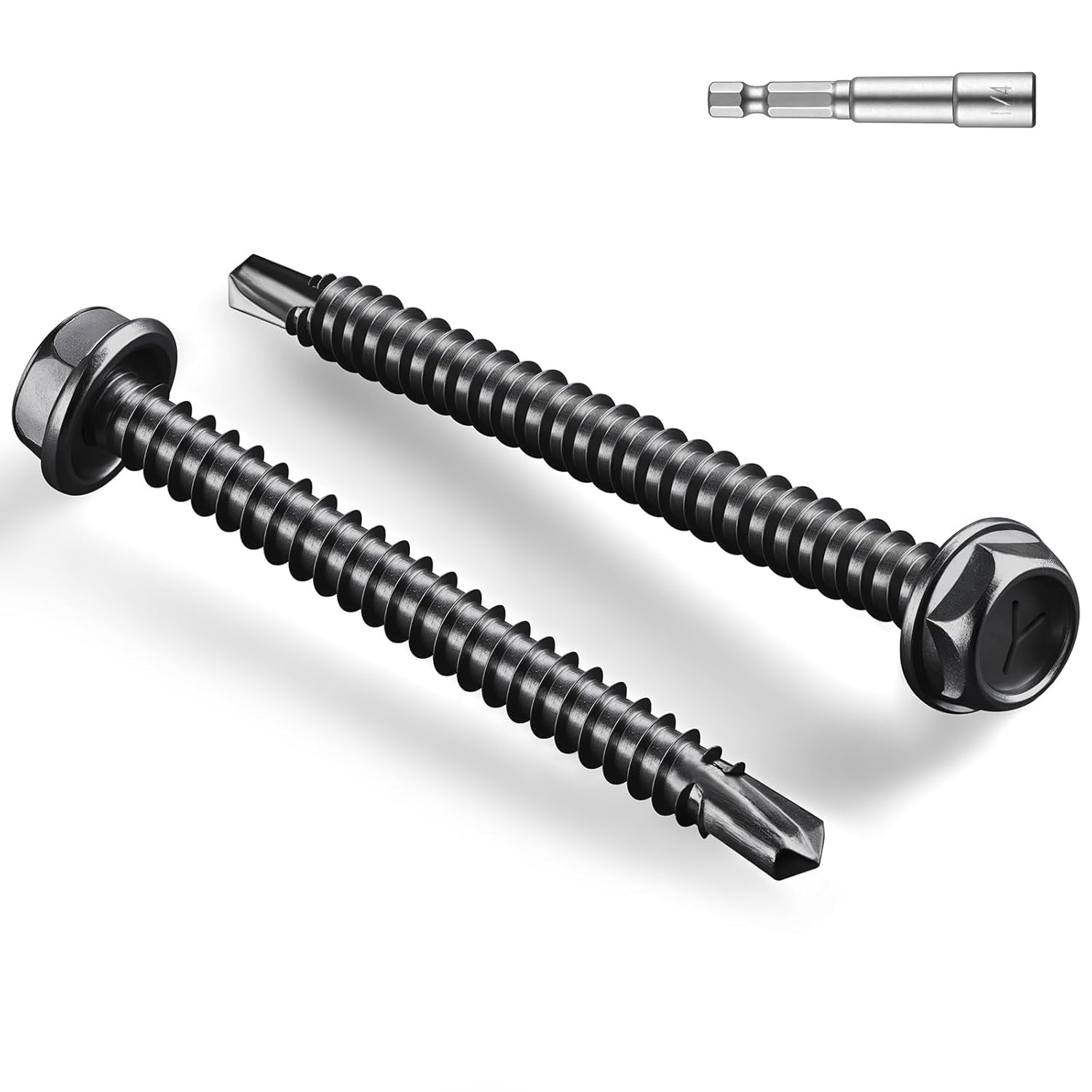 #8 x 1-1/2 Inch Self Drilling Screws, (55pcs) 0.5 lbs Black Self Tapping Screws for Metal, 410 ...