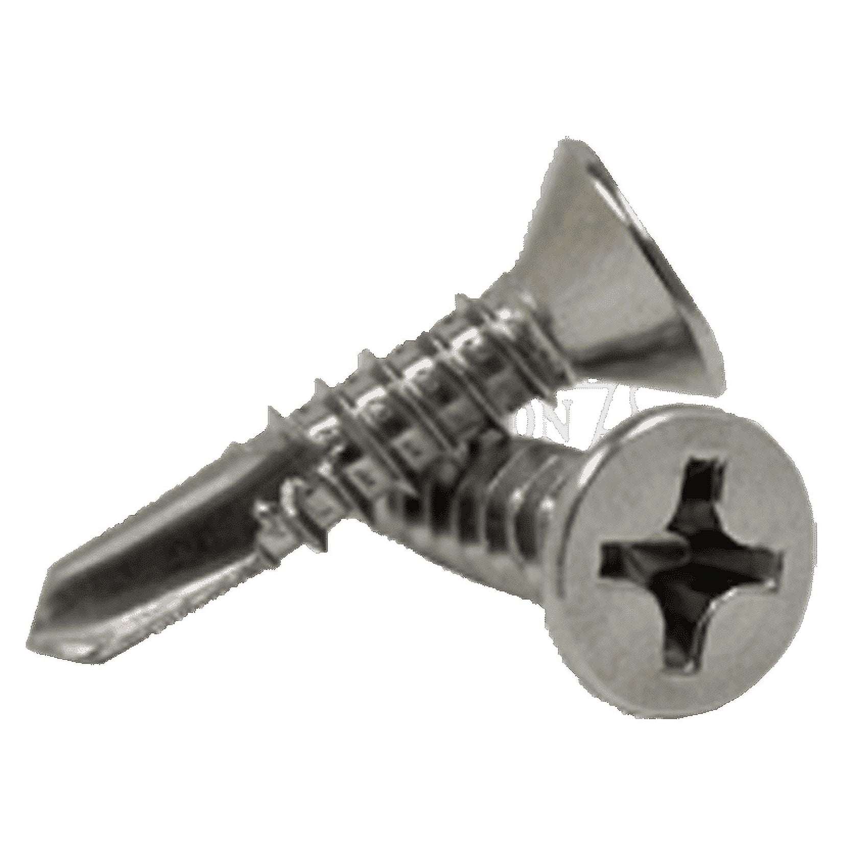 #8 x 1 1/2" Self-Drilling Screws / Phillips / Flat Head / Steel / Zinc ...