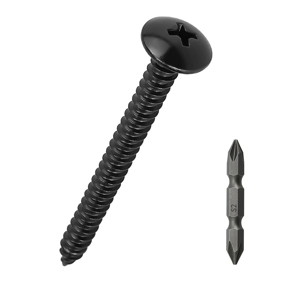 #8 x 1-1/2" Truss Head Wood Screws (50 pcs), 18-8 (304) Stainless Steel, Phillips Drive Truss ...