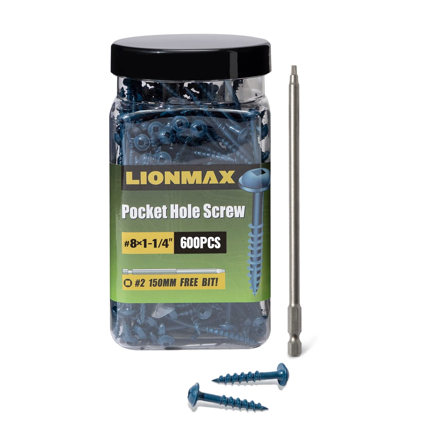 #8 x 1-1/4" Exterior Pocket Hole Screws, 600 PCS Pocket Wood Screws ...