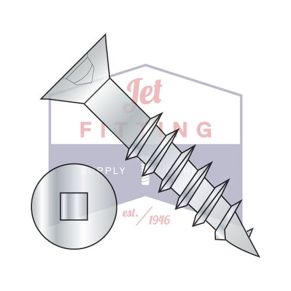 #8 x 1 1/8" Deep Thread Wood Screws | Square | Flat Head | Steel | Zinc ...