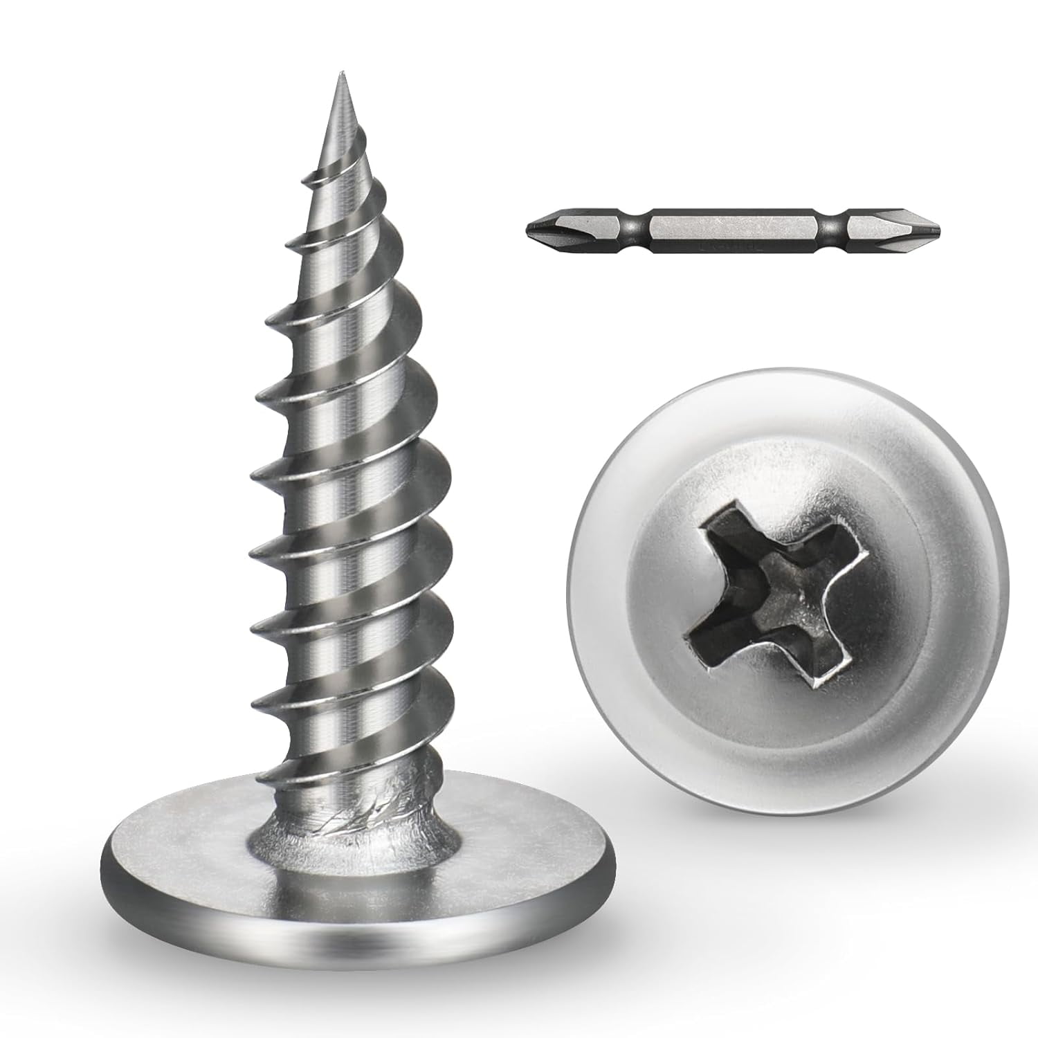 #8 x 1/2 Inch Wood Screws Phillips Modified Truss Head Stainelss Steel 410 Self Tapping Metal ...