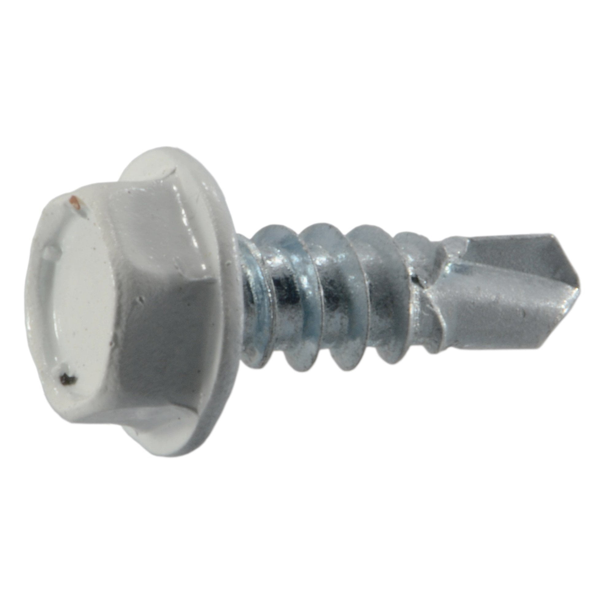 #8 x 1/2" White Painted Zinc Plated Steel Hex Washer Head Gutter Screws ...