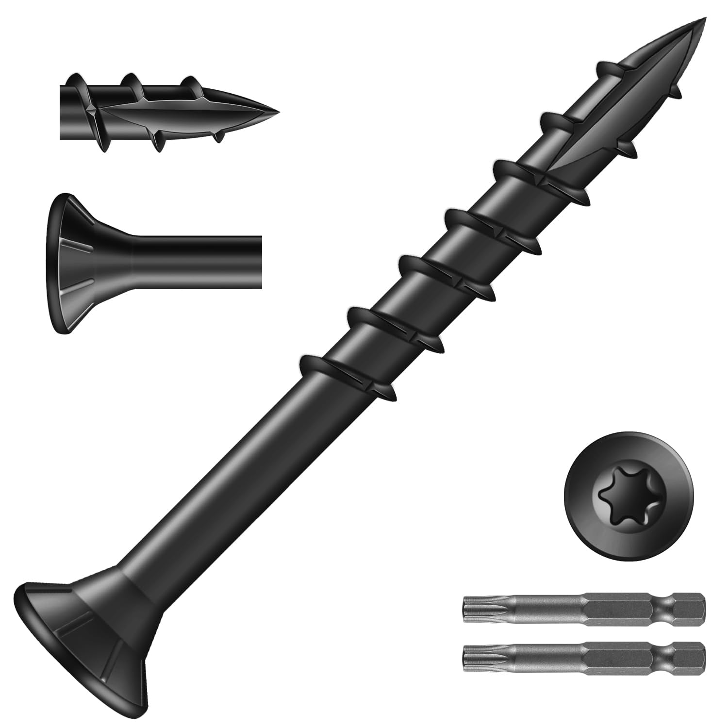 #8 x 1-5/8" Deck Screws (306Pcs) 2lb. Exterior Wood Screws. Carbon ...